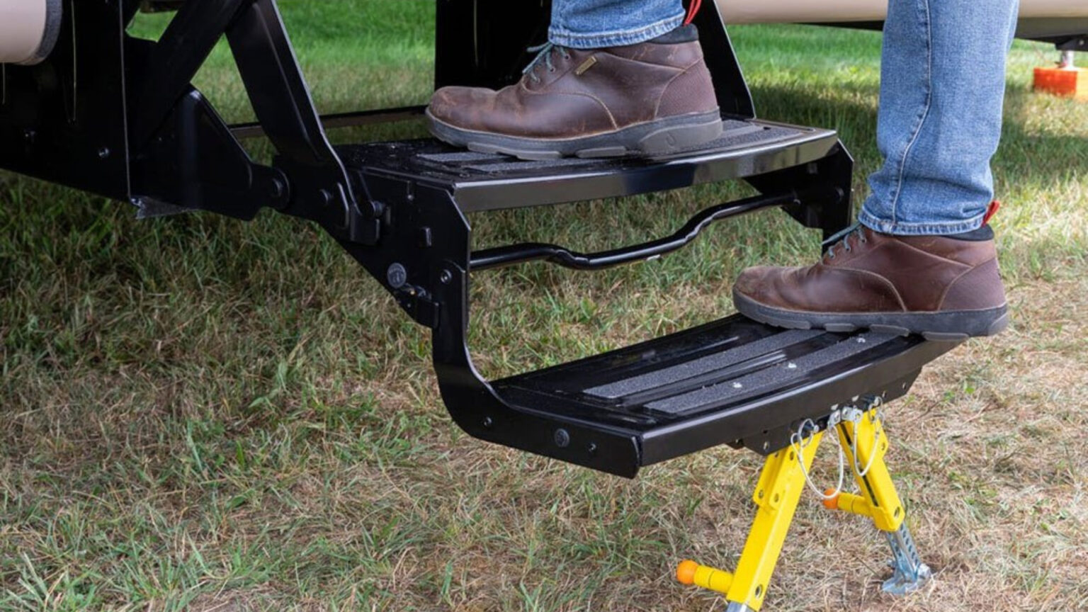Prevent Injuries With an RV Step Stabilizer - Getaway Couple